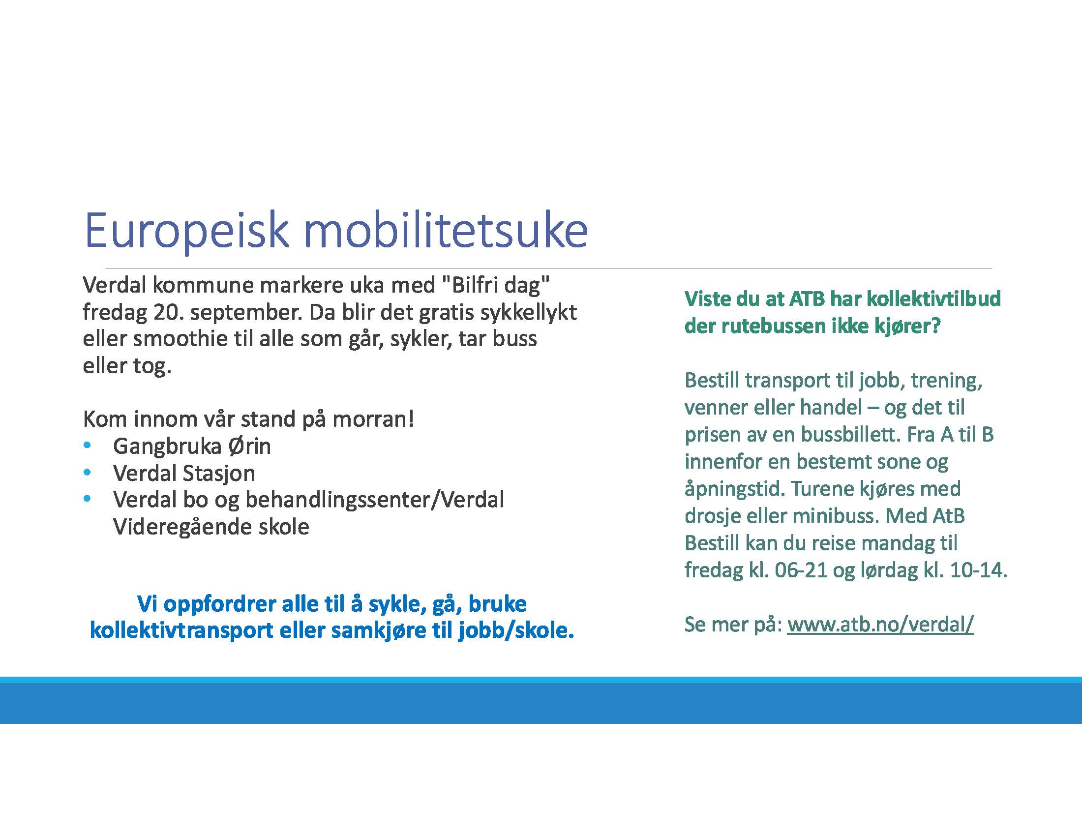 BILFRI DAG! Markering av Europeisk mobilitetsuke